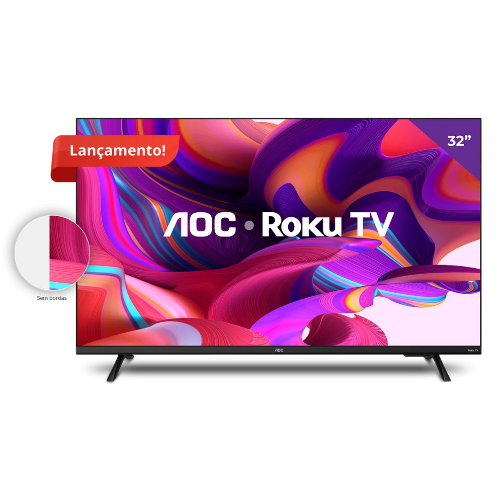 Smart TV LED AOC 32" HD 32S5135 Com Roku Alexa Siri