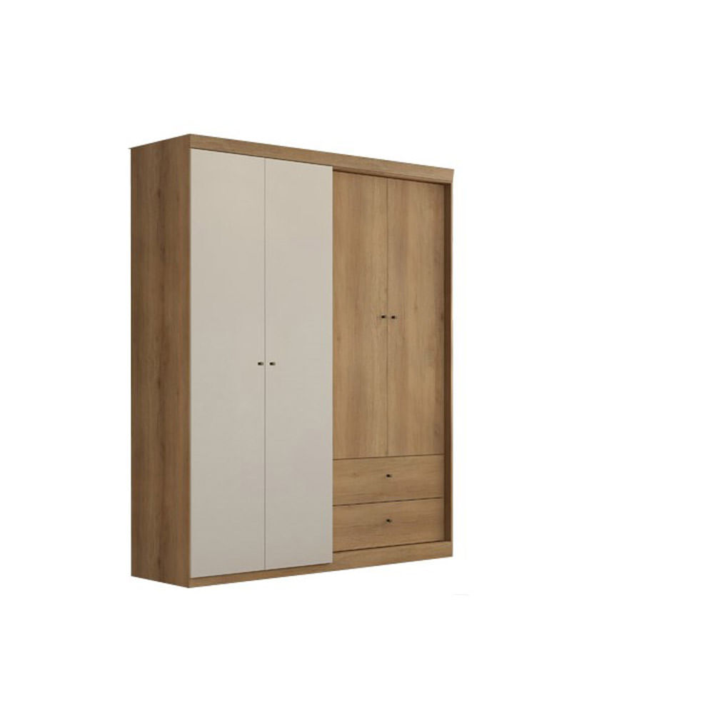 Roupeiro THB Star com 4 Portas e 2 Gavetas - Cappucino / Off White